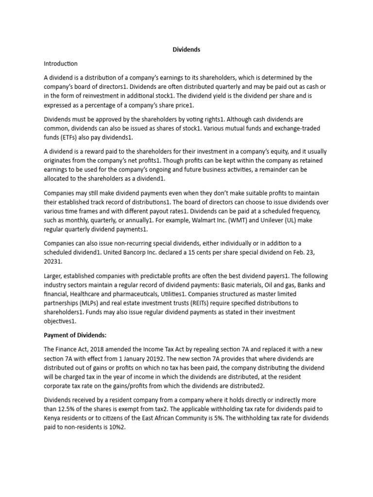 Dividends | PDF | Dividend | Taxes