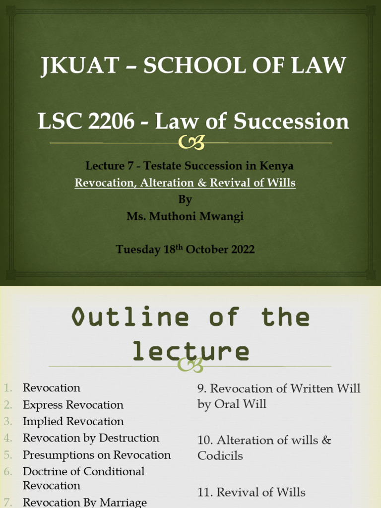 Testate Succession: Revocation & Wills | PDF | Will And Testament ...