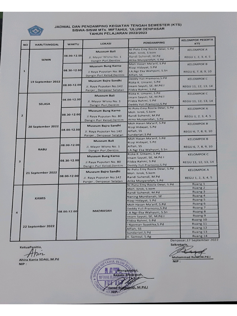 Jadwal Dan Pendampingan Kts | PDF