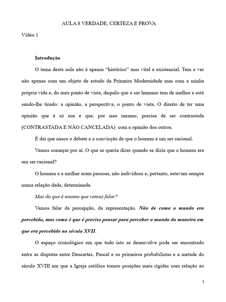 Verdade, Certeza e Prova no Século XVII | PDF | Verdade | Conhecimento