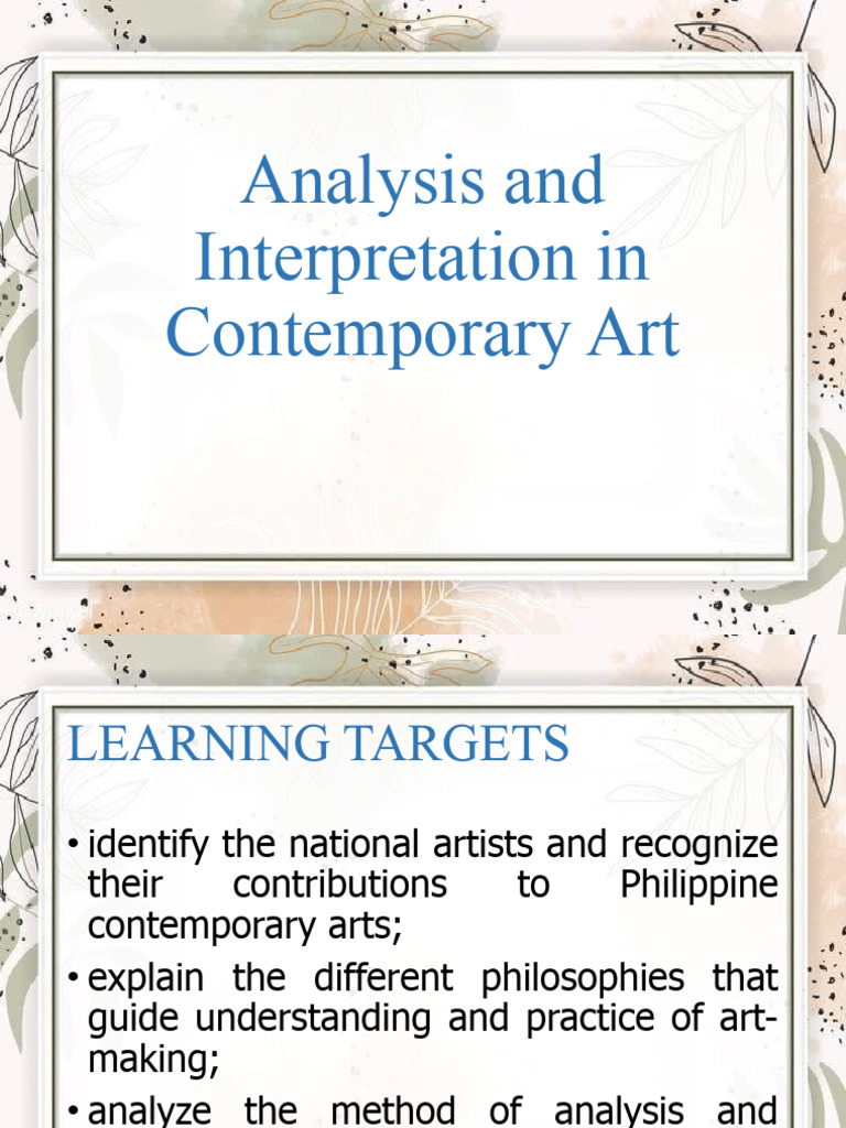 CPAR LESSON 6 Analysis and Interpretation in Contemporary Art | PDF | The Arts