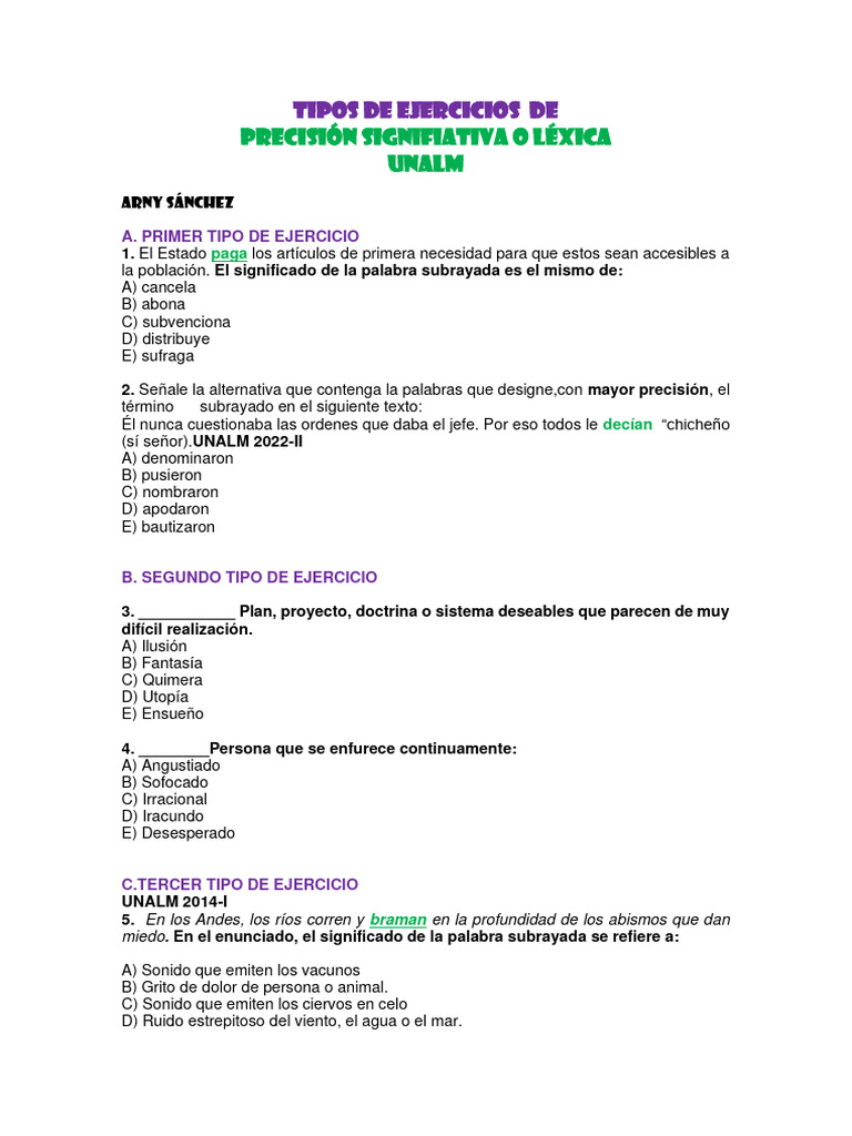 Tipos de Ejercicios de Precisión Significativa | PDF