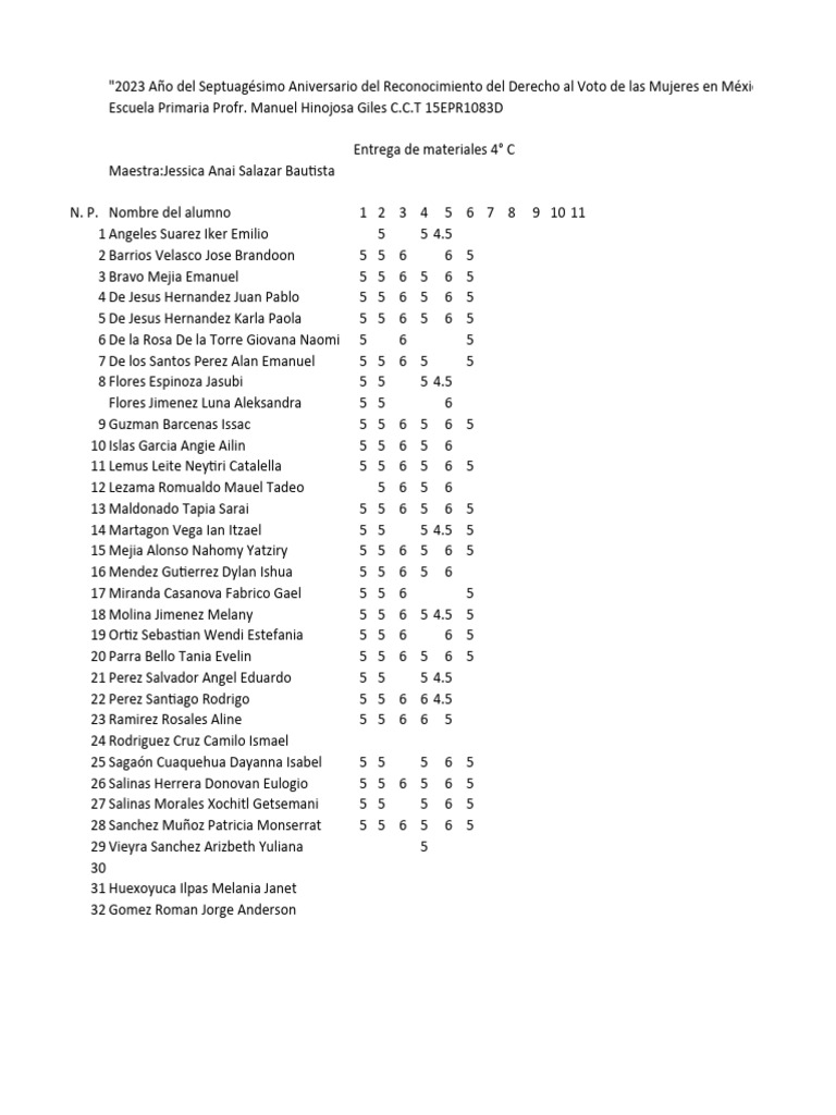 Registro de Entrega de Material Extra | PDF