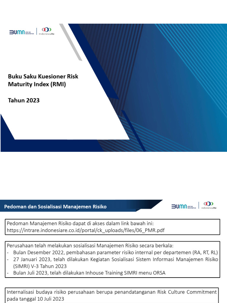 Buku Saku Kuesioner Risk Maturity Index (RMI) Tahun 2023 PDF | PDF