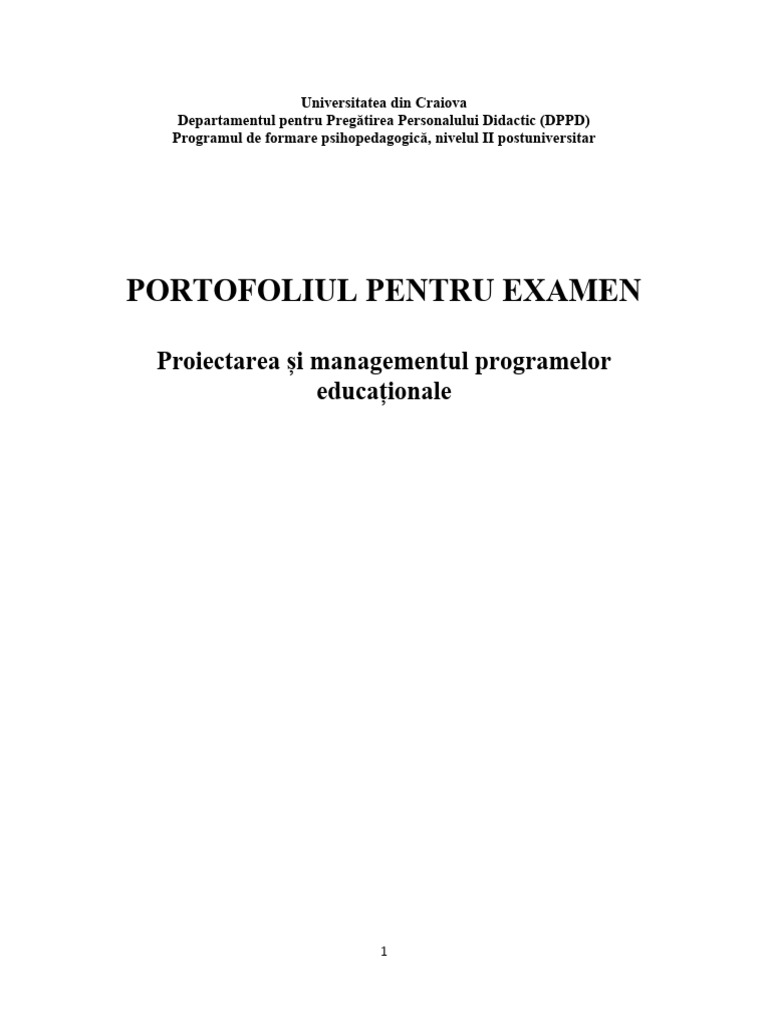 Proiectarea Și Managementul Programelor Educaționale | PDF