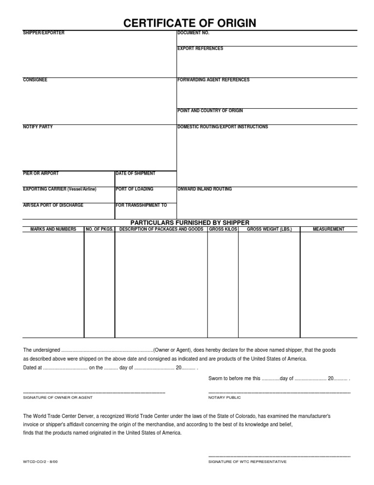 General Certificate of Origin | PDF