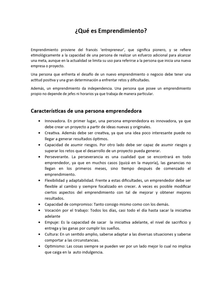 Definición de Emprendimiento | PDF | Iniciativa empresarial | Business