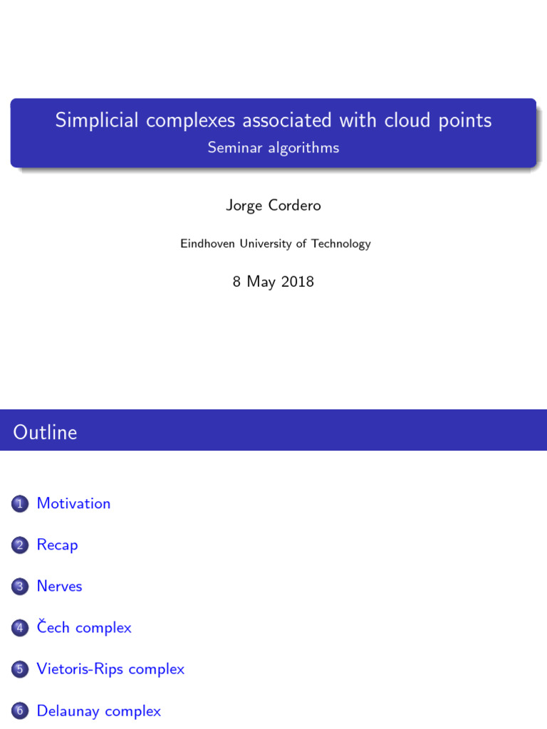 Simplicial Complexes For Clouds of Data | PDF | Mathematics | Space