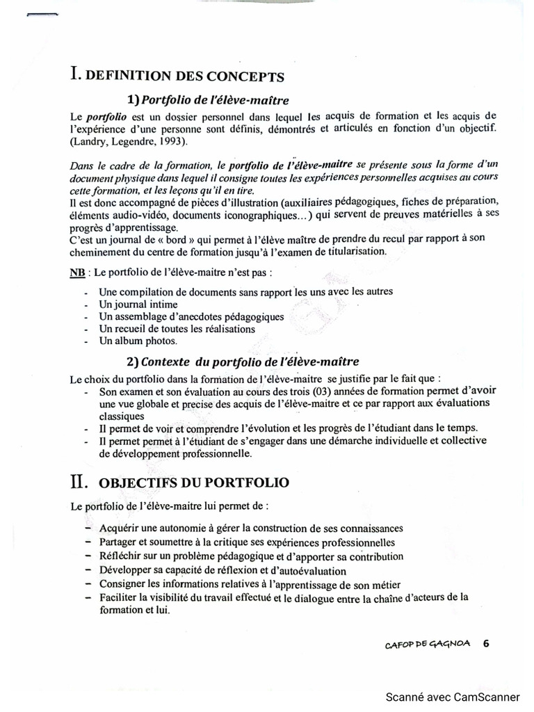 Portfolio Cafop Gagnoa | PDF