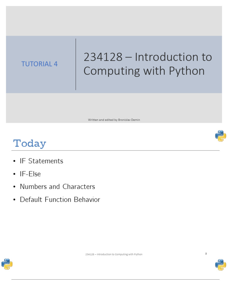 Tutorial 4 | PDF | Python (Programming Language) | Computer Engineering
