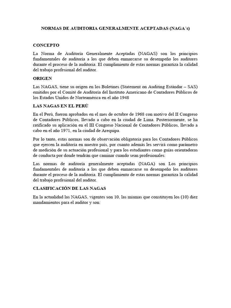 Normas de Auditoría Generalmente Aceptadas | PDF | Auditoría | Contralor