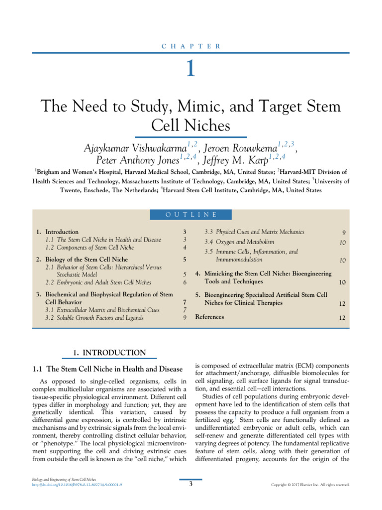 Vishwakarma Et Al. - 2017 - The Need To Study, Mimic, and Target Stem Cell Nic | PDF ...