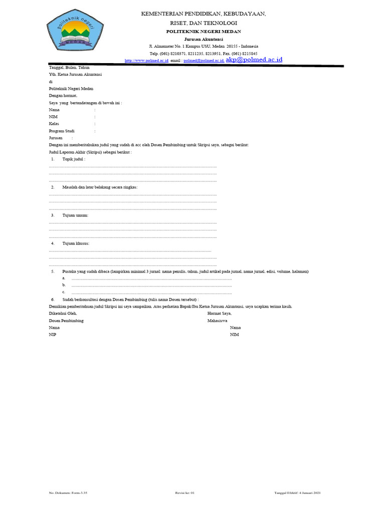 Form-3.35 Surat ACC Judul Skripsi | PDF