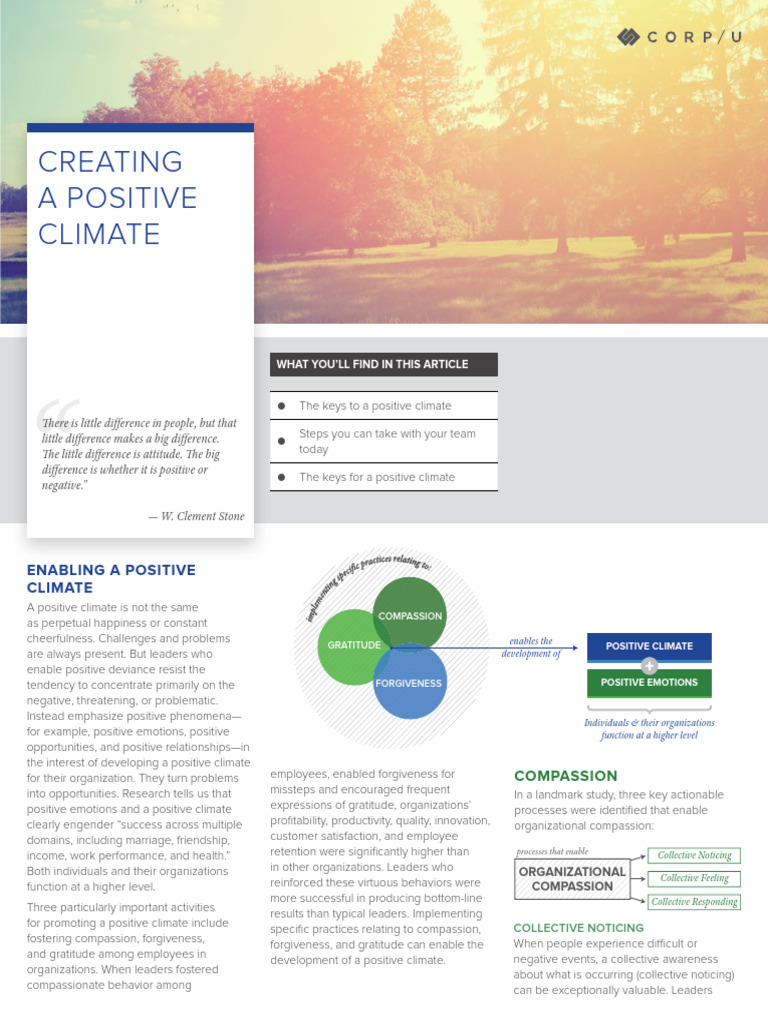 Fostering a Positive Organizational Climate | PDF | Forgiveness | Gratitude