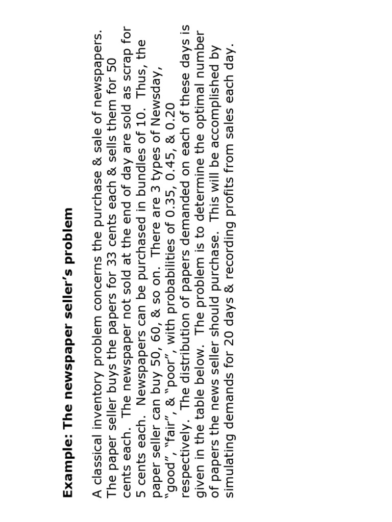 Newspaper Seller Problem Pdf Sales Newspapers