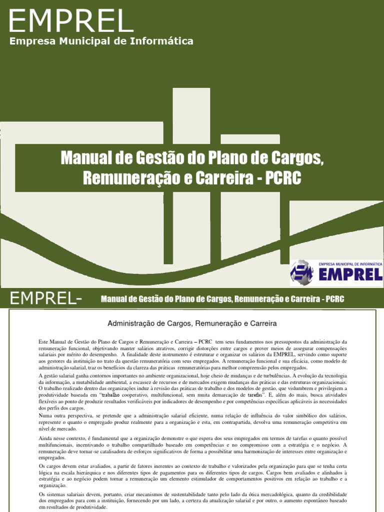 Manual de Gestao Do PCRC 0 | PDF | Salário | Gestão de recursos humanos