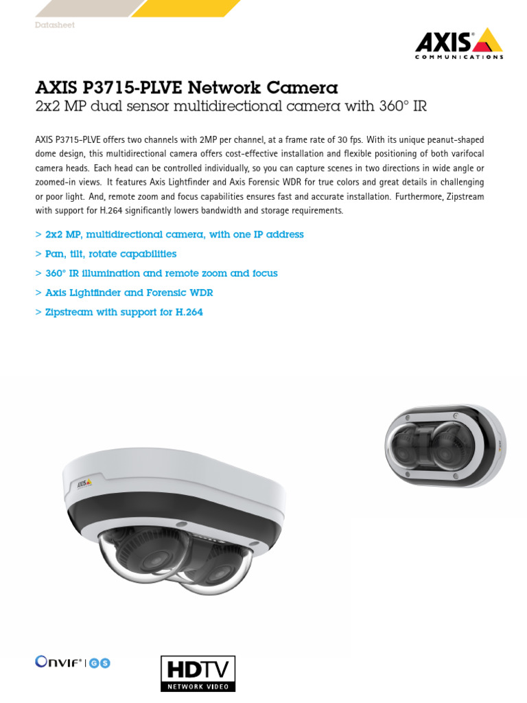 Datasheet Axis p3715 Plve Network Camera en US 359735 | PDF | Camera | Computer Network