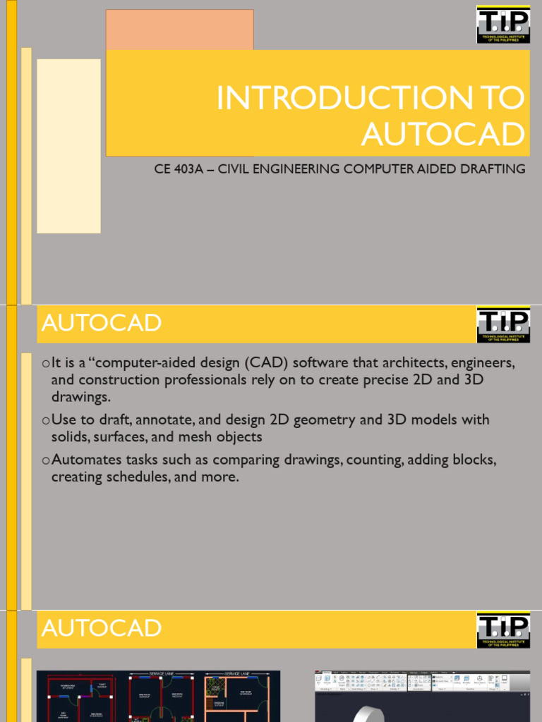 Ce 403a - Introduction To Autocad | PDF | Window (Computing) | Auto Cad