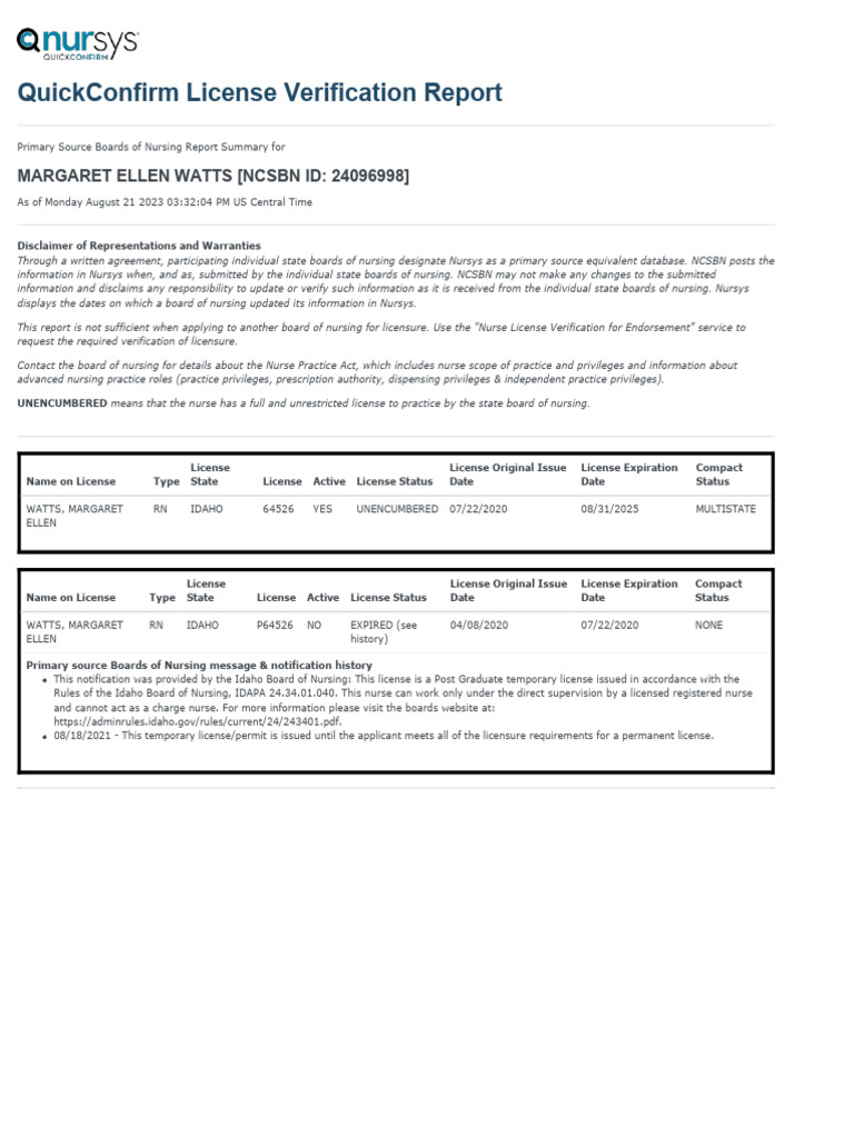 RN License | PDF | Nursing | Southern United States