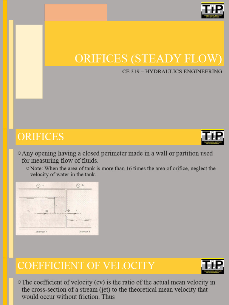 CE 319 - ORIFICES (Steady Flow) | PDF | Classical Mechanics | Fluid ...