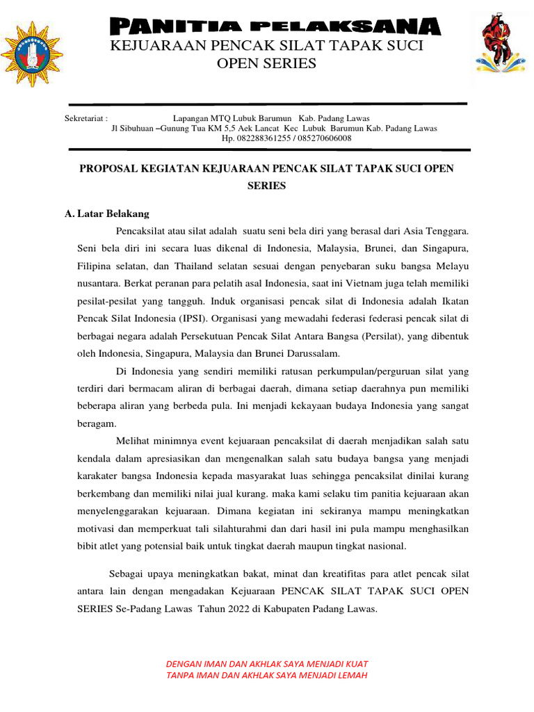 Proposal Kejuaraan Pencak Silat Tapak Suci Open Series 2023 PDF | PDF Proposal Kejuaraan Pencak Silat Tapak Suci Open Series 2023 PDF | PDF