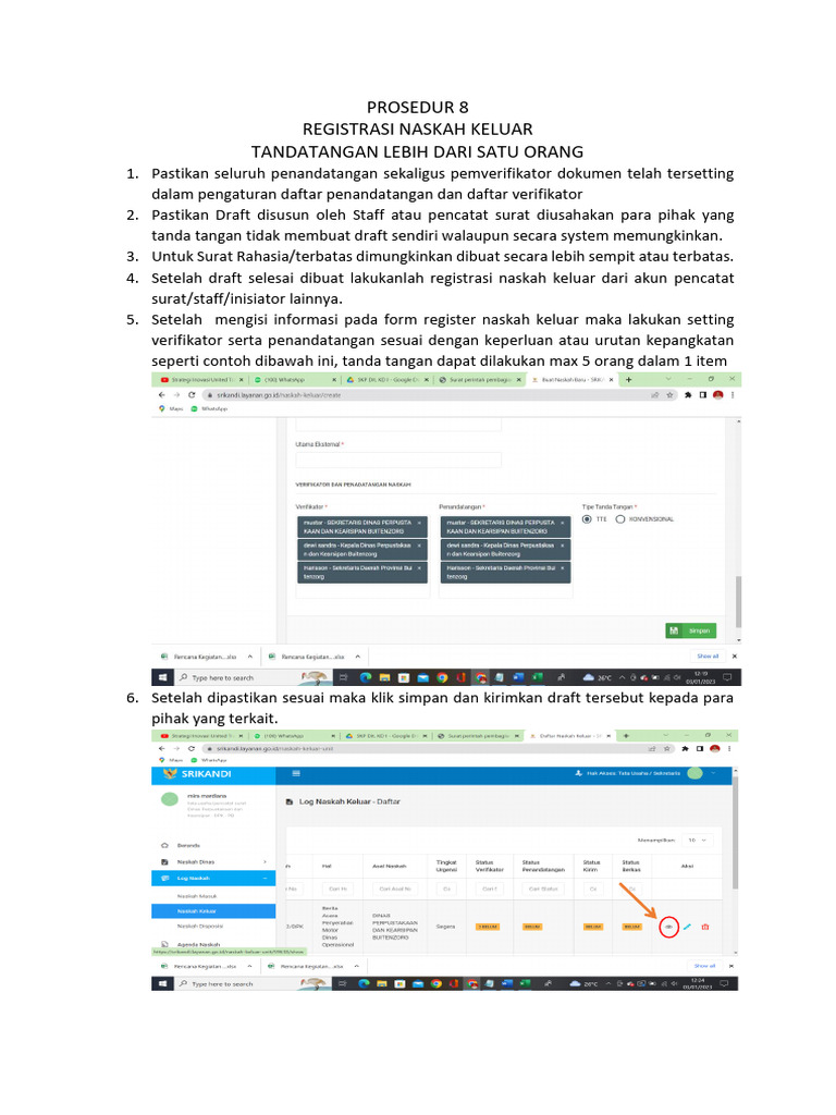 Prosedur 2.8 Registrasi Naskah Keluar (TTD Lebih Dari 1 Orang) | PDF