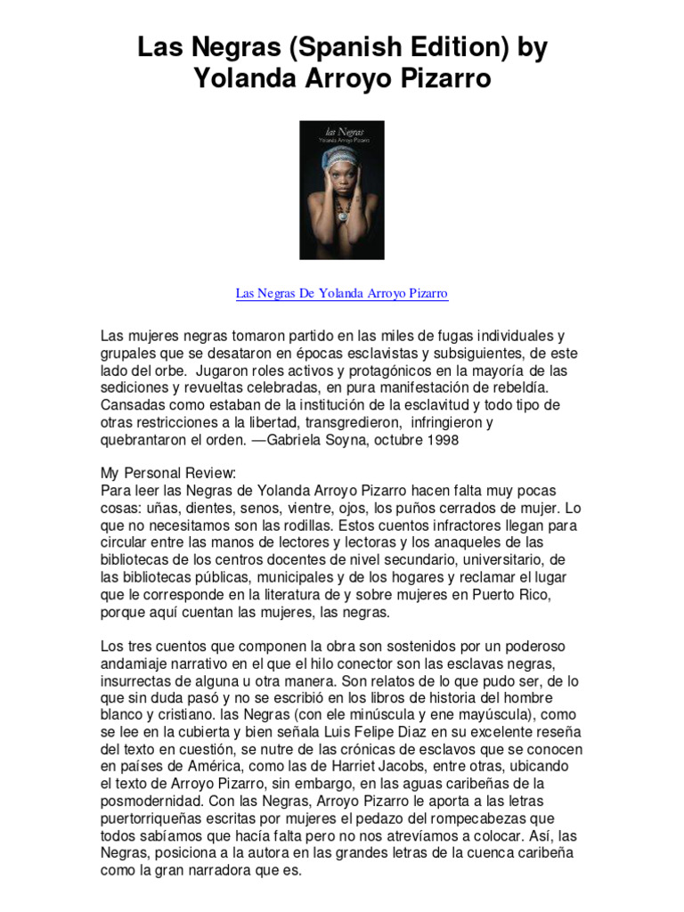 Las Negras Spanish Edition by Yolanda Arroyo Pizarro Las Negras de Yolanda Arroyo Pizarro PDF | PDF