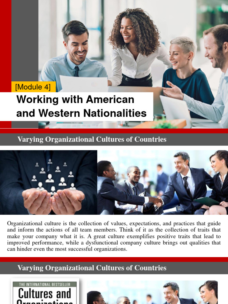 Module 4 Working With American and Western Nationalities | PDF | Organizational Culture | Social ...