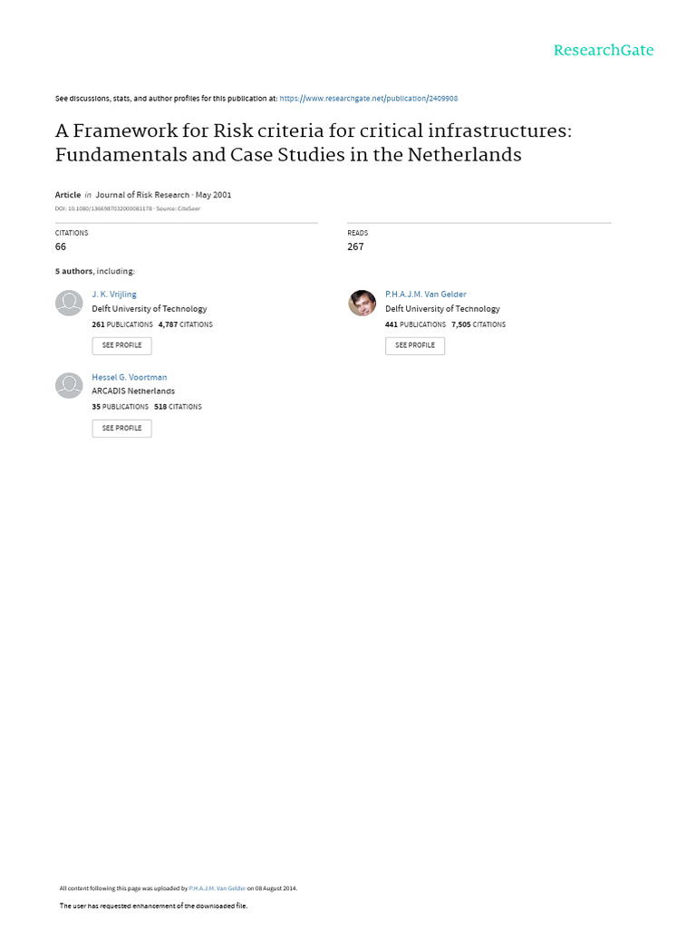 A Framework For Risk Criteria For Critical Infrast | PDF | Risk ...