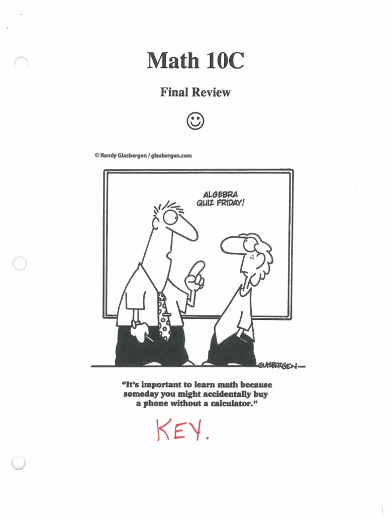 Math 10C Final Review Key | PDF