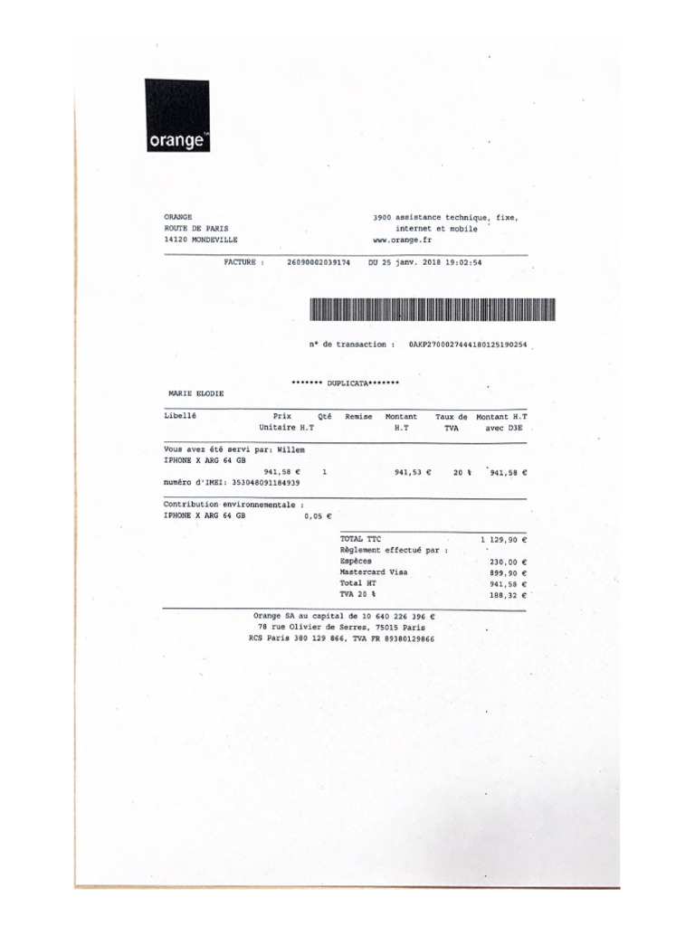 Facture Iphone X | PDF