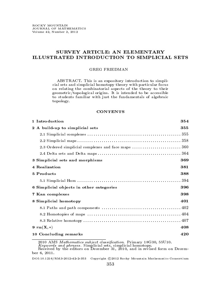 Friedman An Elementary Illustrated Introduction To Simplicial Sets | PDF
