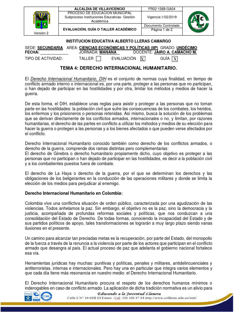 Tema 4 Derecho Internacional Humanitario | PDF | Ley humanitaria ...