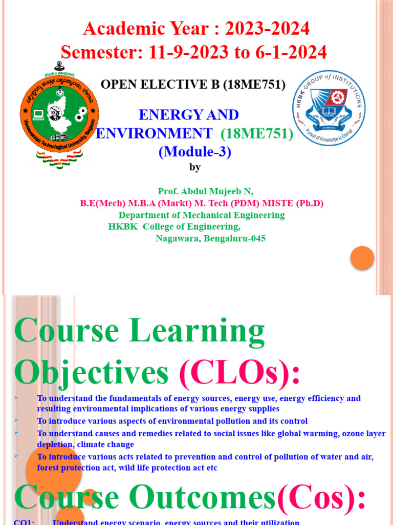 Mod 3 - E&E - 18ME751 - PPT 3 | PDF | Ecosystem | Natural Environment