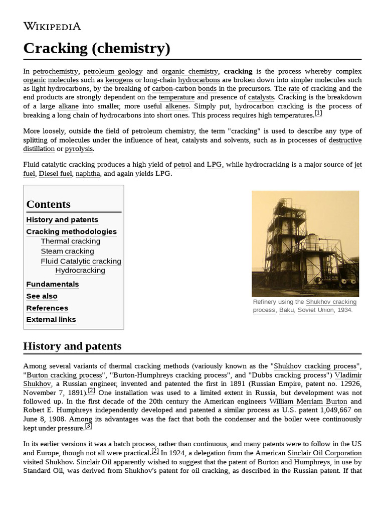 Cracking (Chemistry) | PDF | Cracking (Chemistry) | Chemical Processes