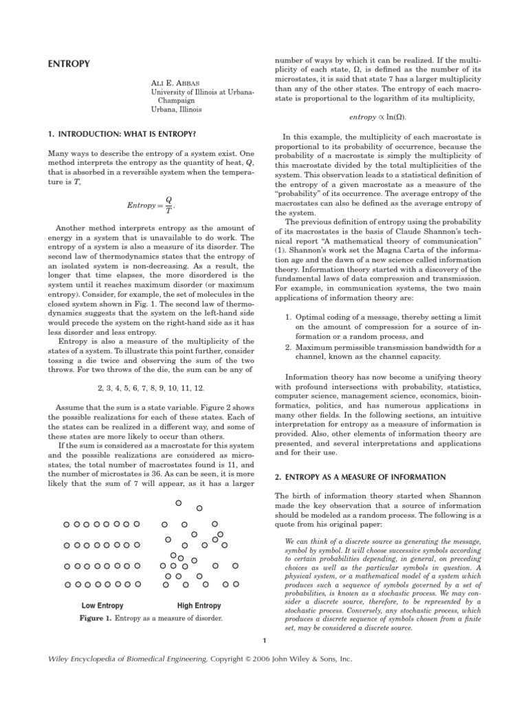 Entropy: Low Entropy High Entropy | PDF | Probability Distribution ...