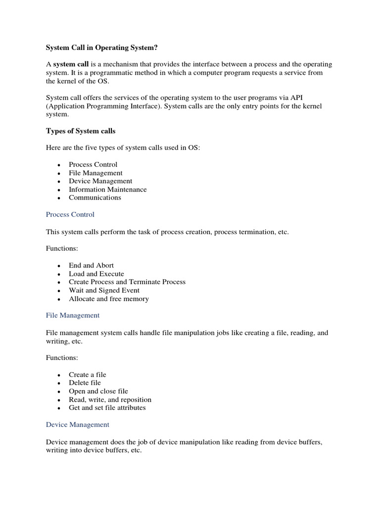 System Call and Its Types | PDF | Operating System | Process (Computing)