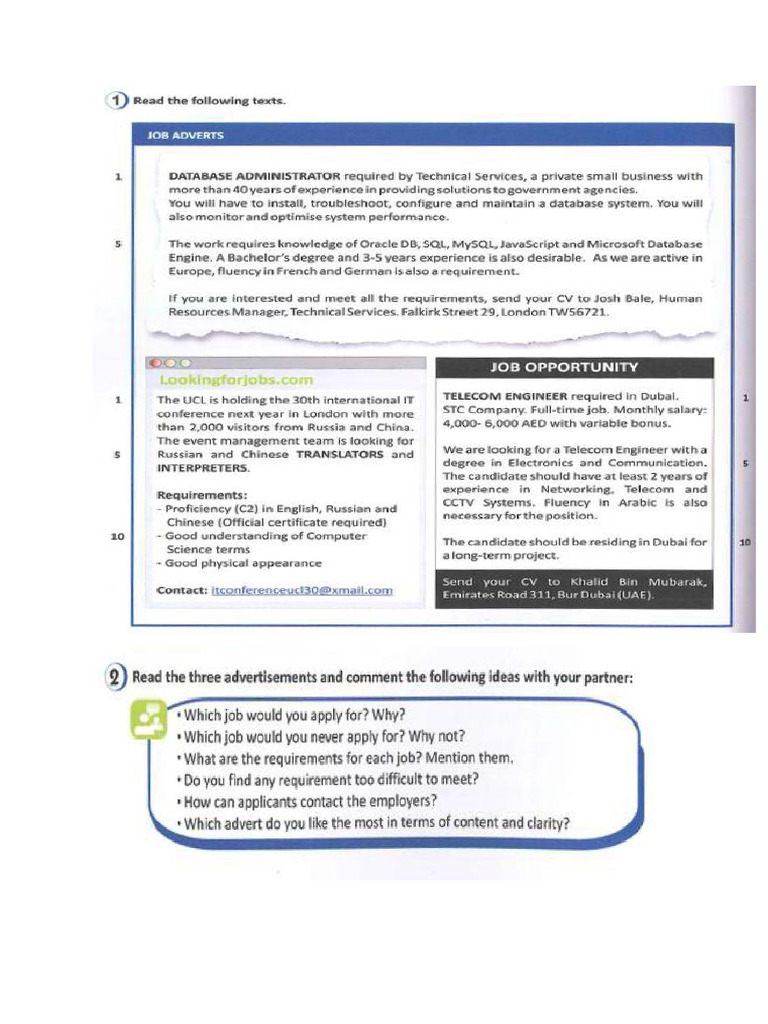 Lesson 8 Jobs Ads Reading | PDF