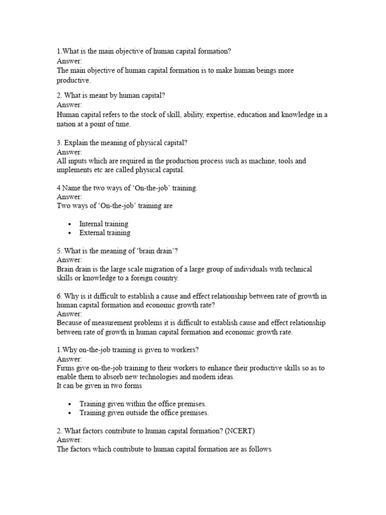 Answer | Download Free PDF | Human Capital | Economic Growth