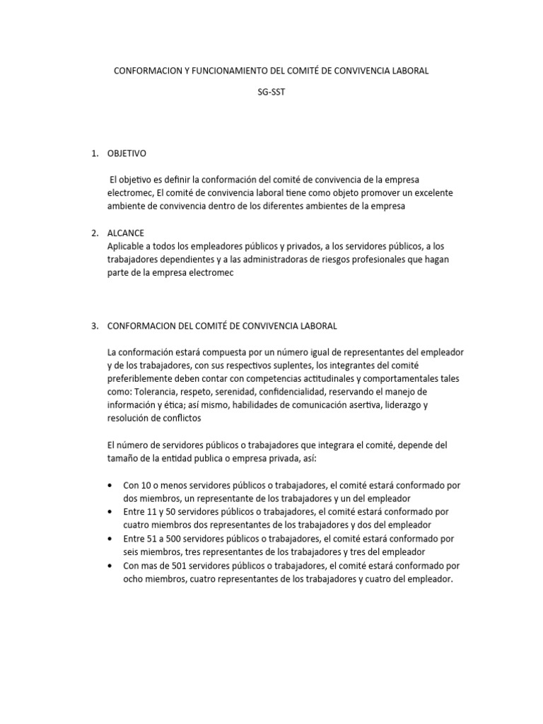 Conformacion y Funcionamiento Del Comité de Convivencia Laboral | PDF | Gobierno