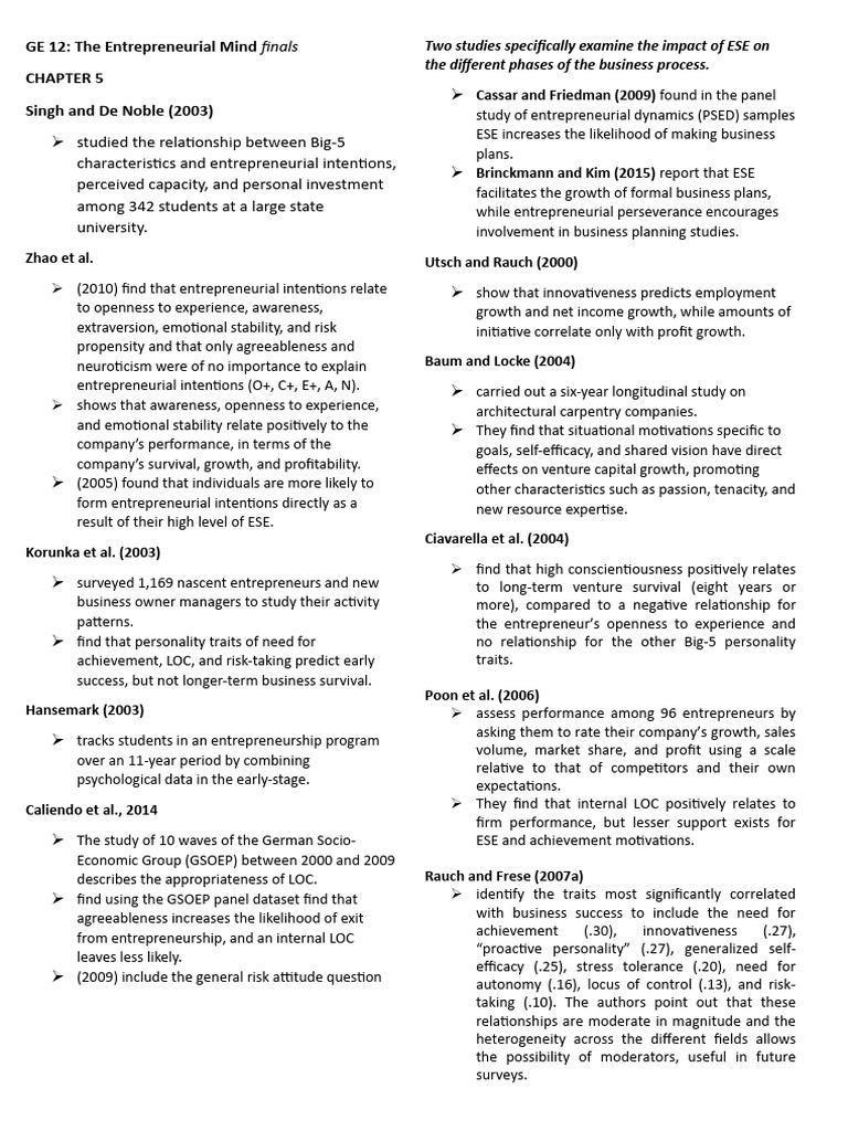 GE 12. Entrep Final Exam Reviewer | PDF | Entrepreneurship | Risk