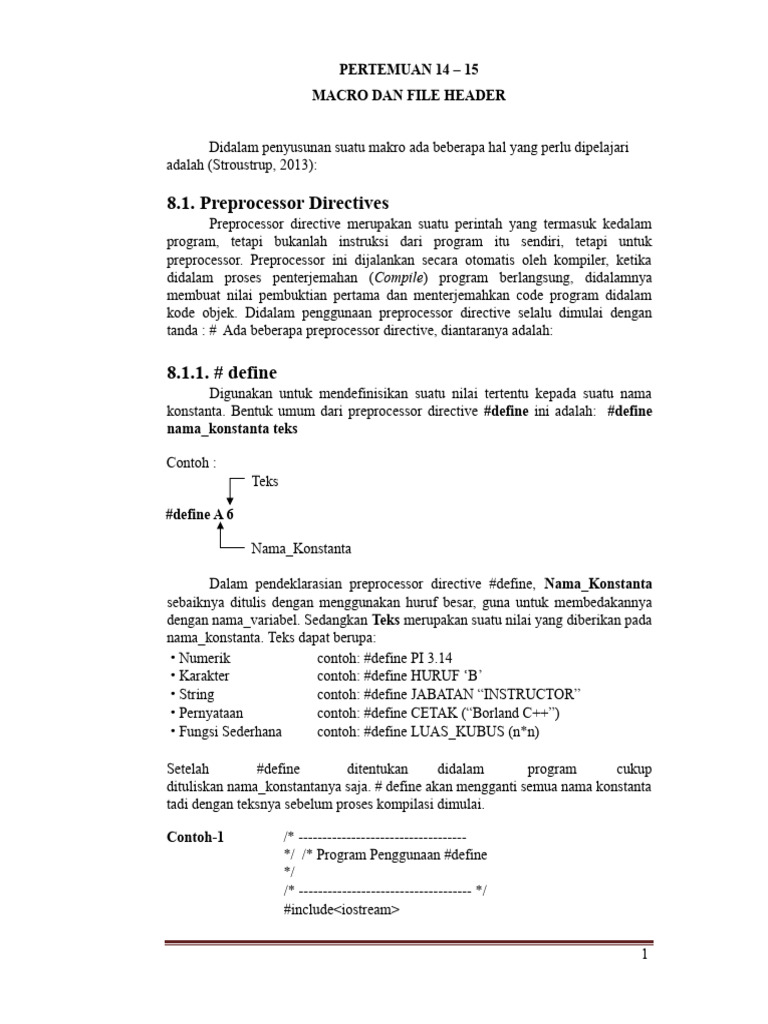 Panduan Preprocessor C++ dan Makro | PDF | Metode & Bahan Ajar | Komputer