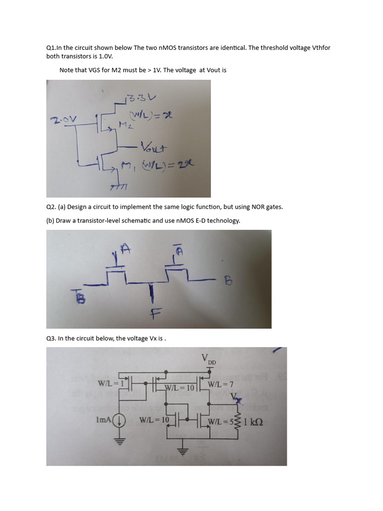 Vlsi Questions-2 | PDF | Mosfet | Field Effect Transistor