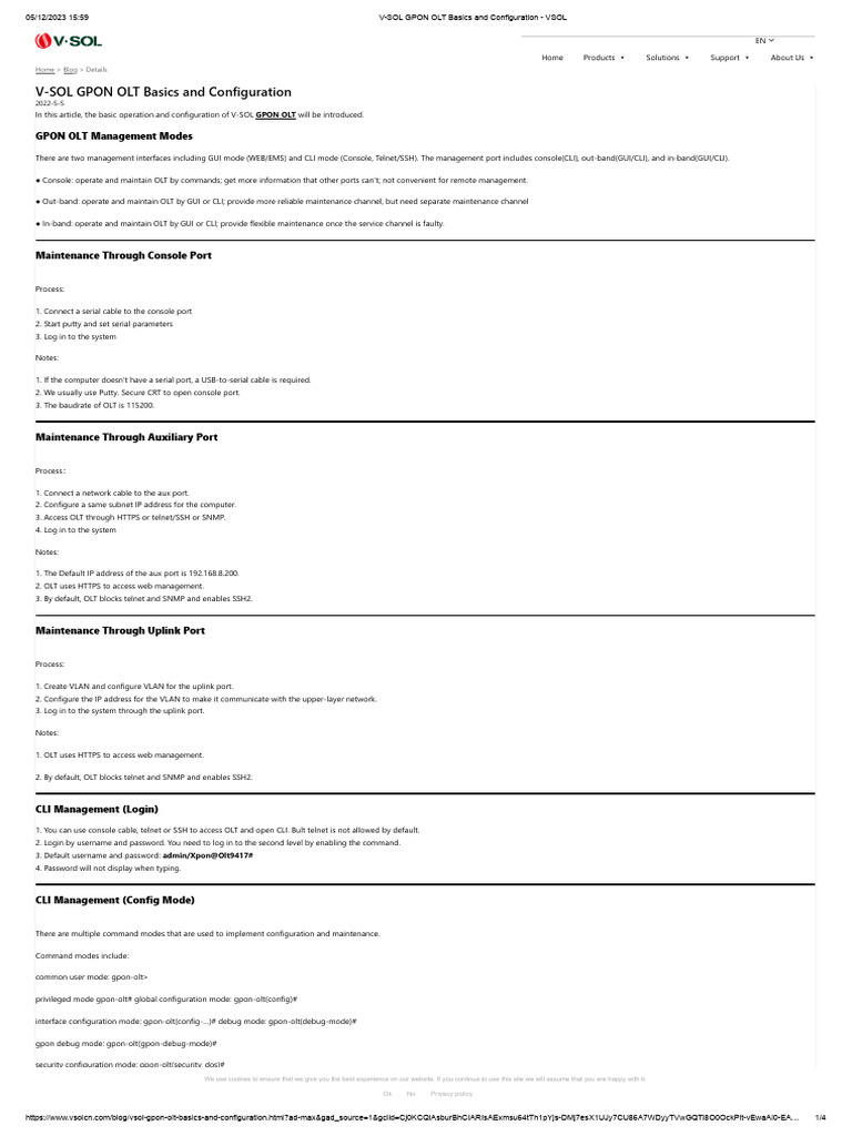 V-SOL GPON OLT Basics and Configuration - VSOL | PDF | Command Line Interface | Port (Computer ...
