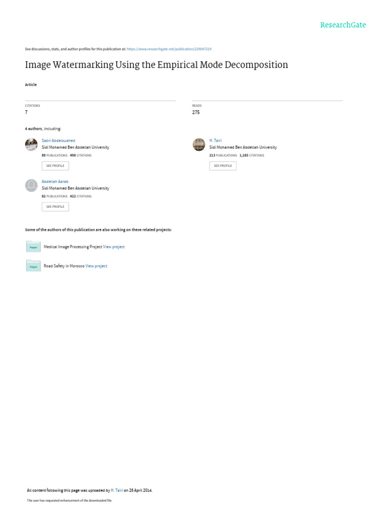 Image Watermarking via EMD Technique | PDF | Computer Science | Digital ...