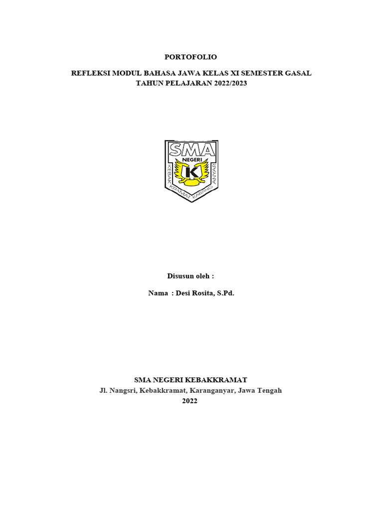 Refleksi E-Modul Bahasa Jawa Kelas XI | PDF | Karier & Perkembangan