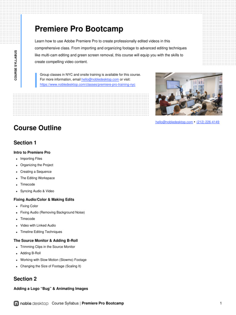Premiere Pro Bootcamp Course Outline | PDF | Video | Film And Video ...