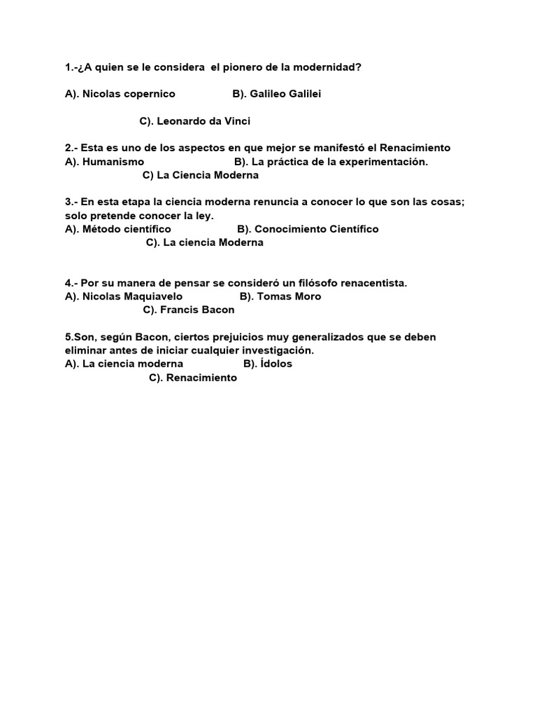 Preguntas Del Renacimiento | PDF Preguntas Del Renacimiento | PDF