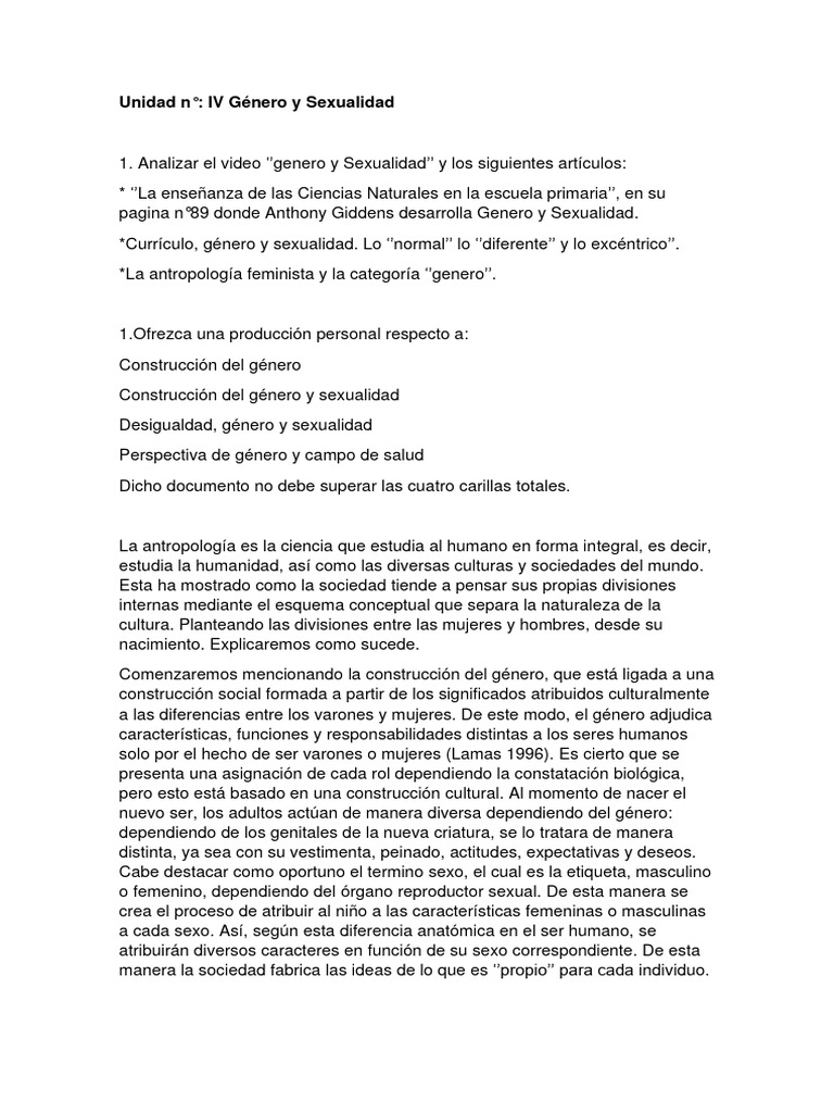 Género y Sexualidad: Análisis Crítico | PDF | Género | Estudios de género