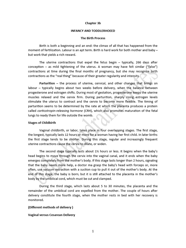 Unit3B - INFANCY AND TODDLERHOOD | PDF | Childbirth | Infants